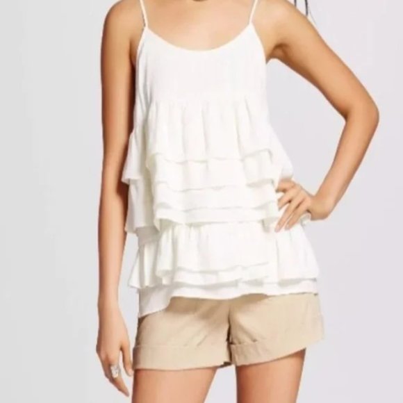 Who What Wear | Tops | Who What Wear Tiered Ruffled Tank Off White ...